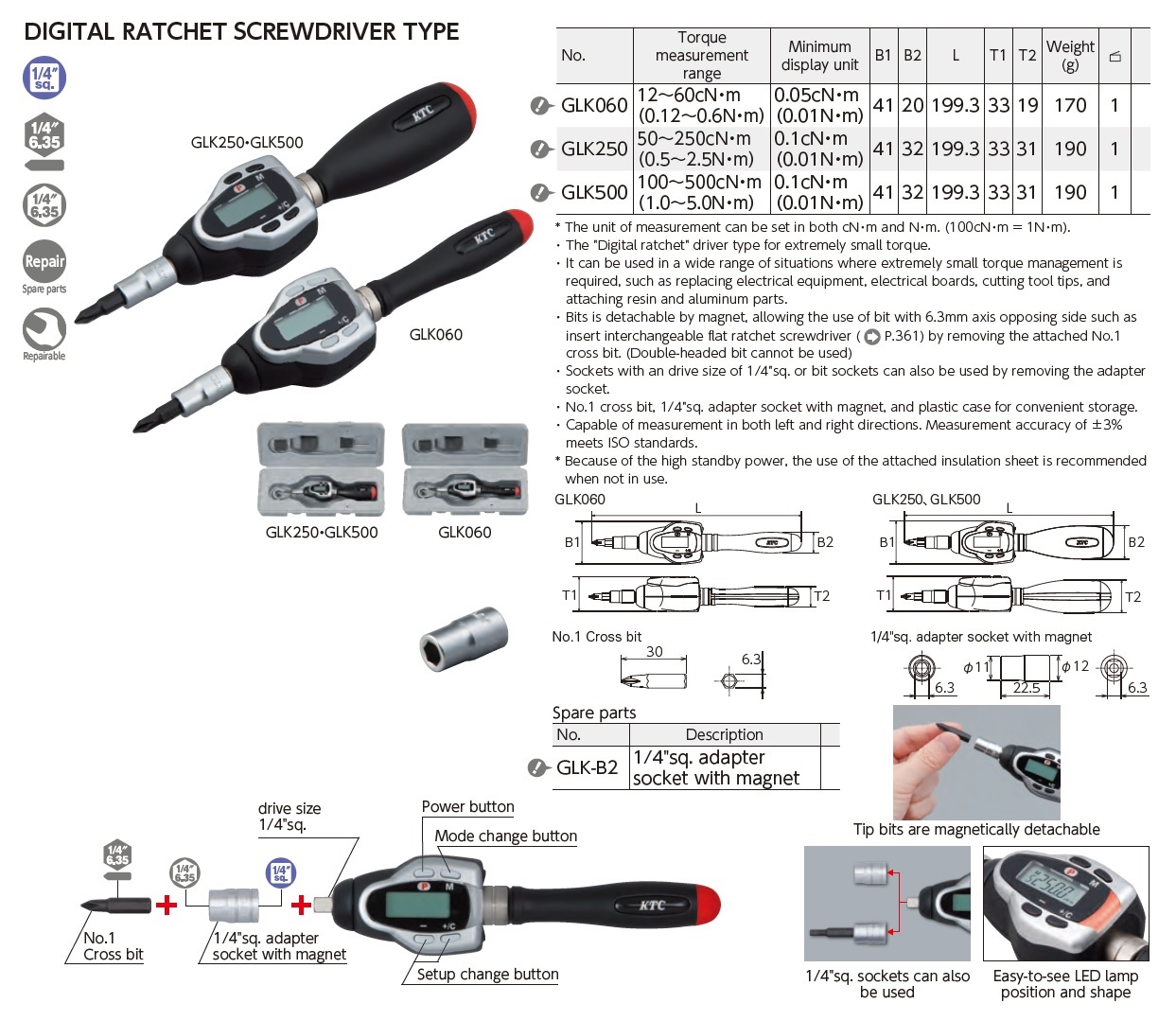 Ichiban Precision Sdn Bhd - KTC - KTC Digital Ratchet Screwdriver Type, Ratchet Adapter